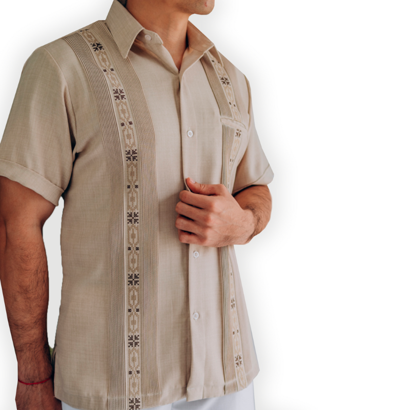 Beige embroidered guayabera | Linen Horse